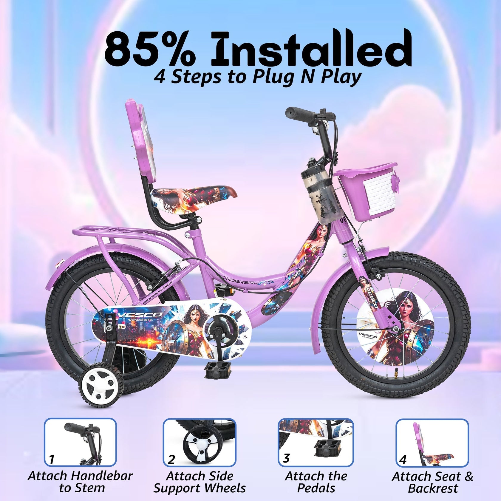 Vesco Wondergirl 16T Girls Cycle (4–7 Years) – Vesco Cycles